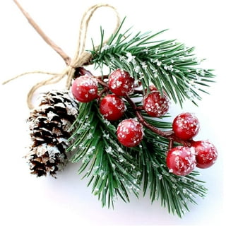 4 Pack Artificial Christmas Assorted Holly Picks Stems Pine Branches ...