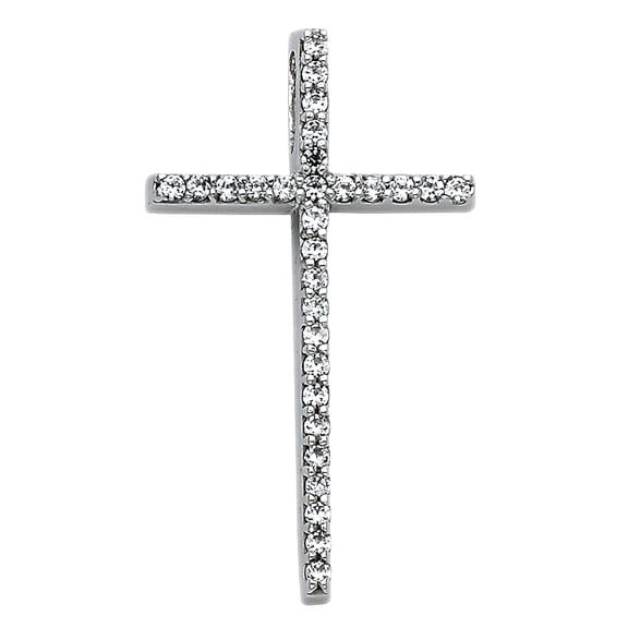 14k White Gold Diamond Latin Religious Faith Cross Pendant Necklace ...
