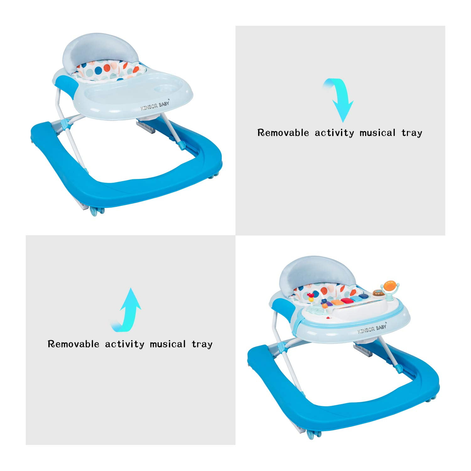 Buy Kinbor Foldable Baby Walker Sit-to-Stand Tollder 2-in-1 Baby ...