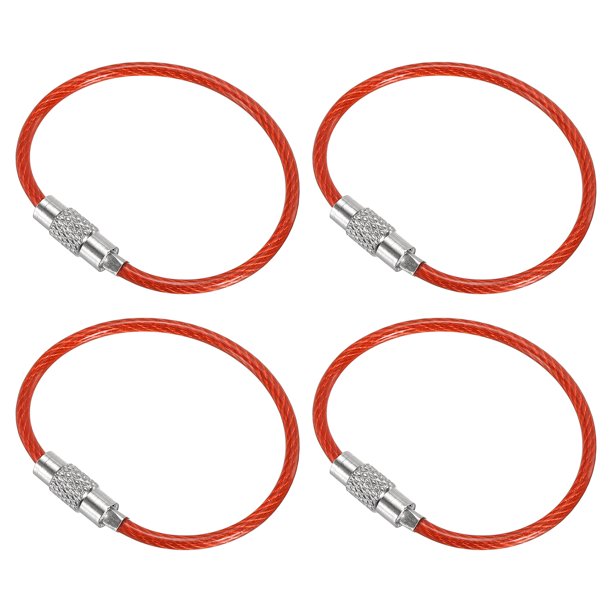 Unique Bargains 4.3 Inch Wire Keychain Cable Stainless Steel Key Ring ...