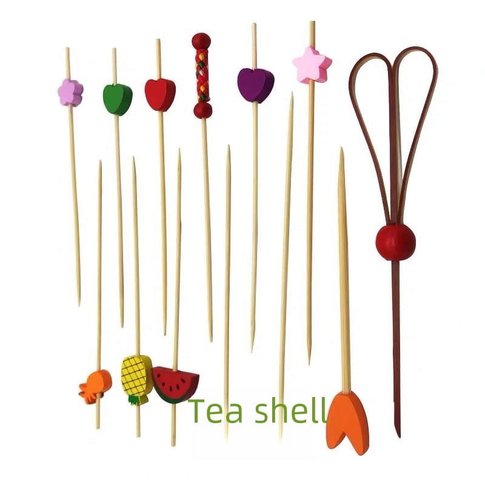 Palitos de fruta desechables, palitos de fruta de bambú, tenedor de ...