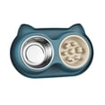 Stainless Steel Anti Choke Double Dog Cat Bowl, Slow Feeding Column ...