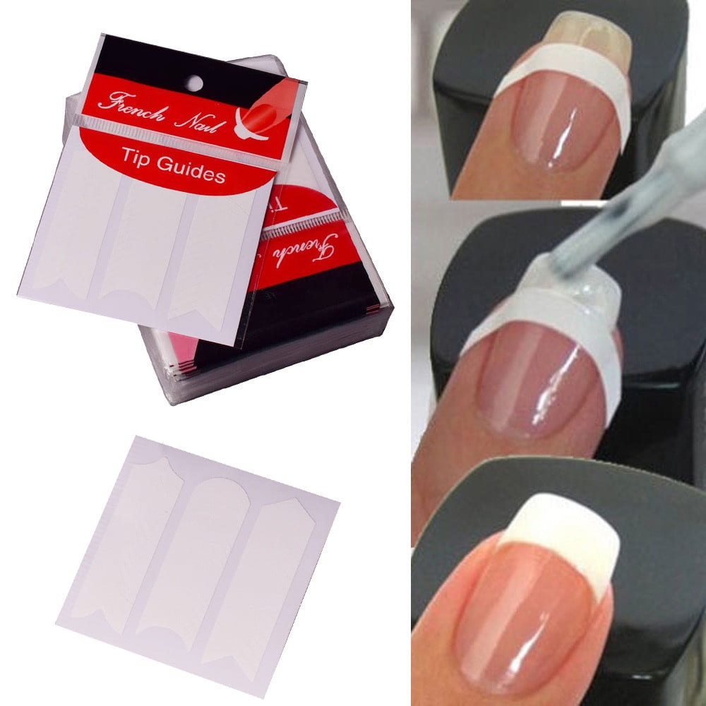 ERTUTUYI Stencil Guide Art Tape Manicure 10Pcs French Sticker Nail Tips ...