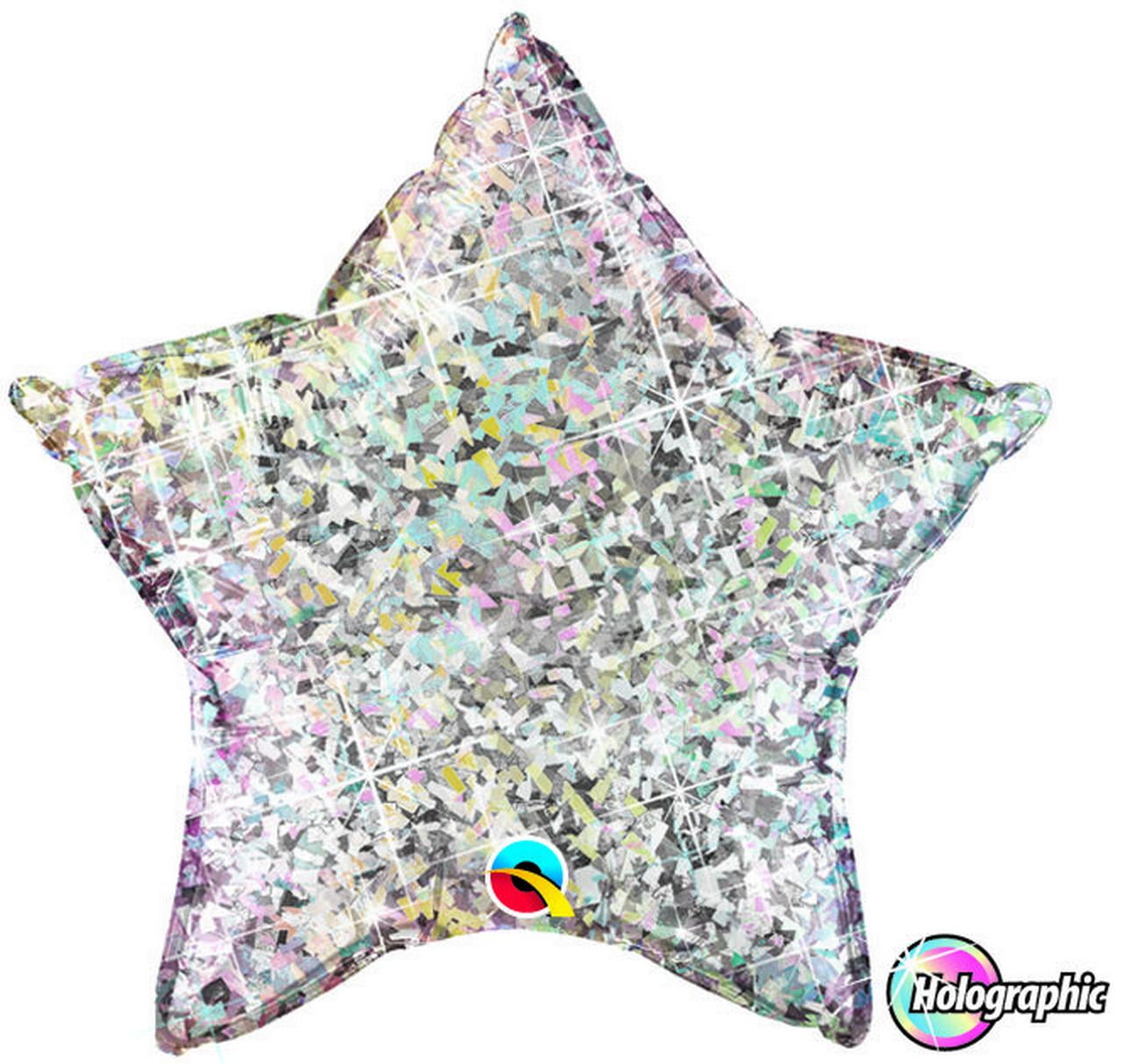 Qualatex Holographic Star Shape Standard 20" Foil Balloon, Silver ...