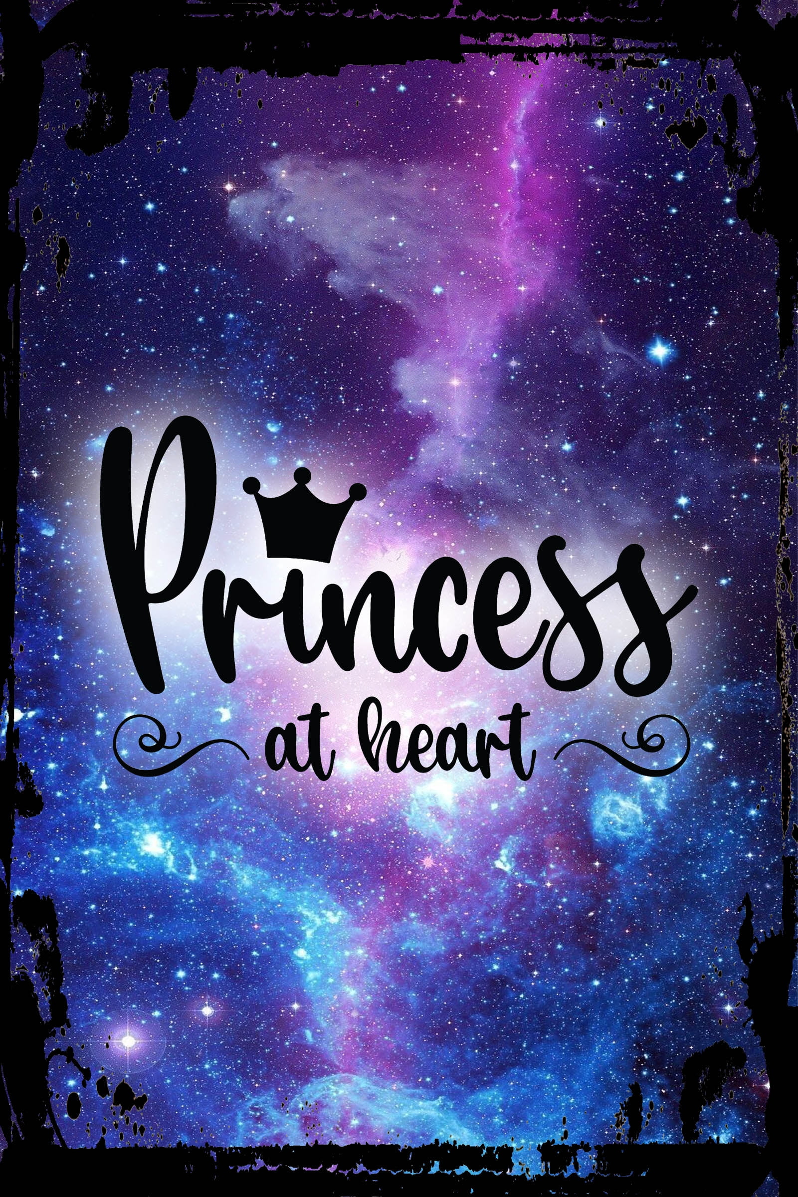 Galaxy Inspirational Wall Art Princess at heart cursive crown girly ...