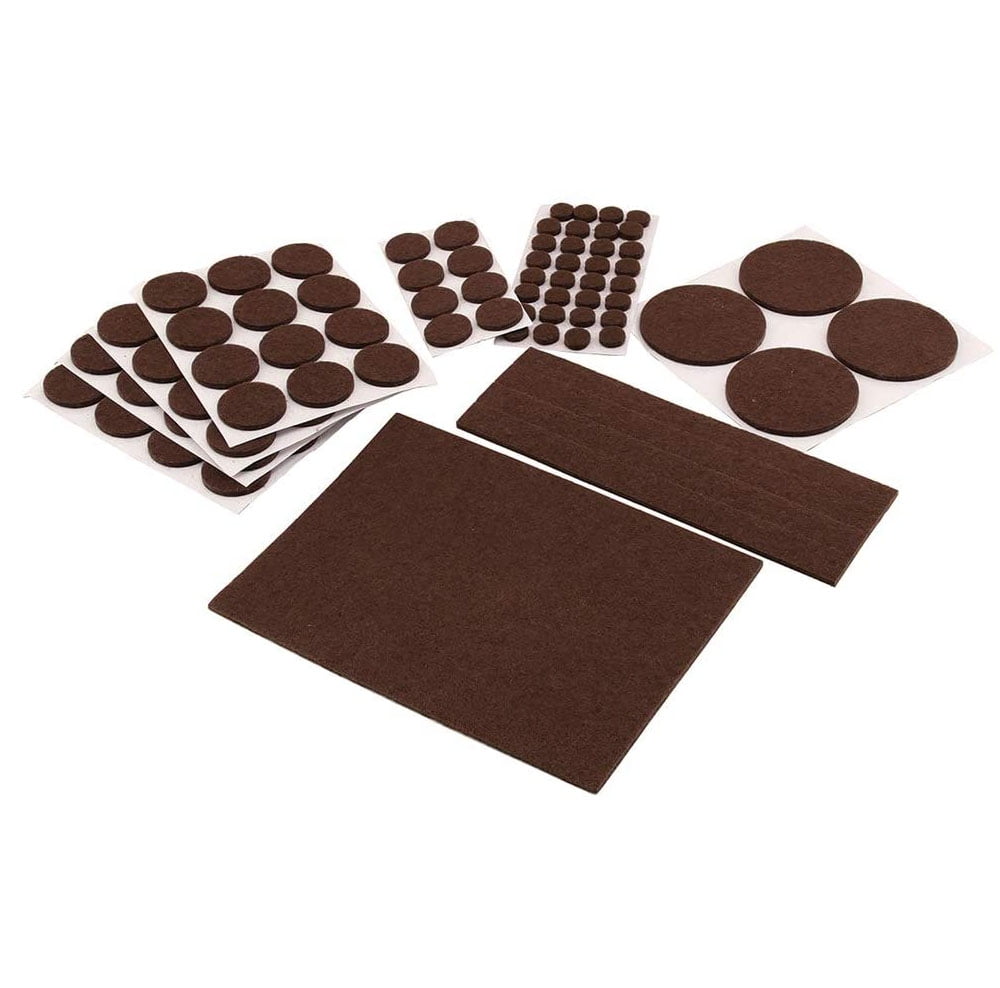 Furniture Felt Pad Assortment, Self-Adhesive Backing, Brown, Round and ...