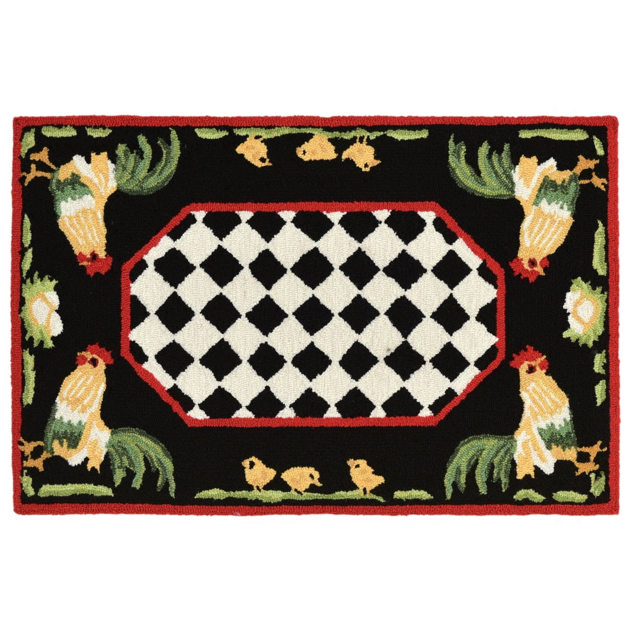 Liora Manne Frontporch Rooster Indoor/Outdoor Rug Black 24"X36 ...