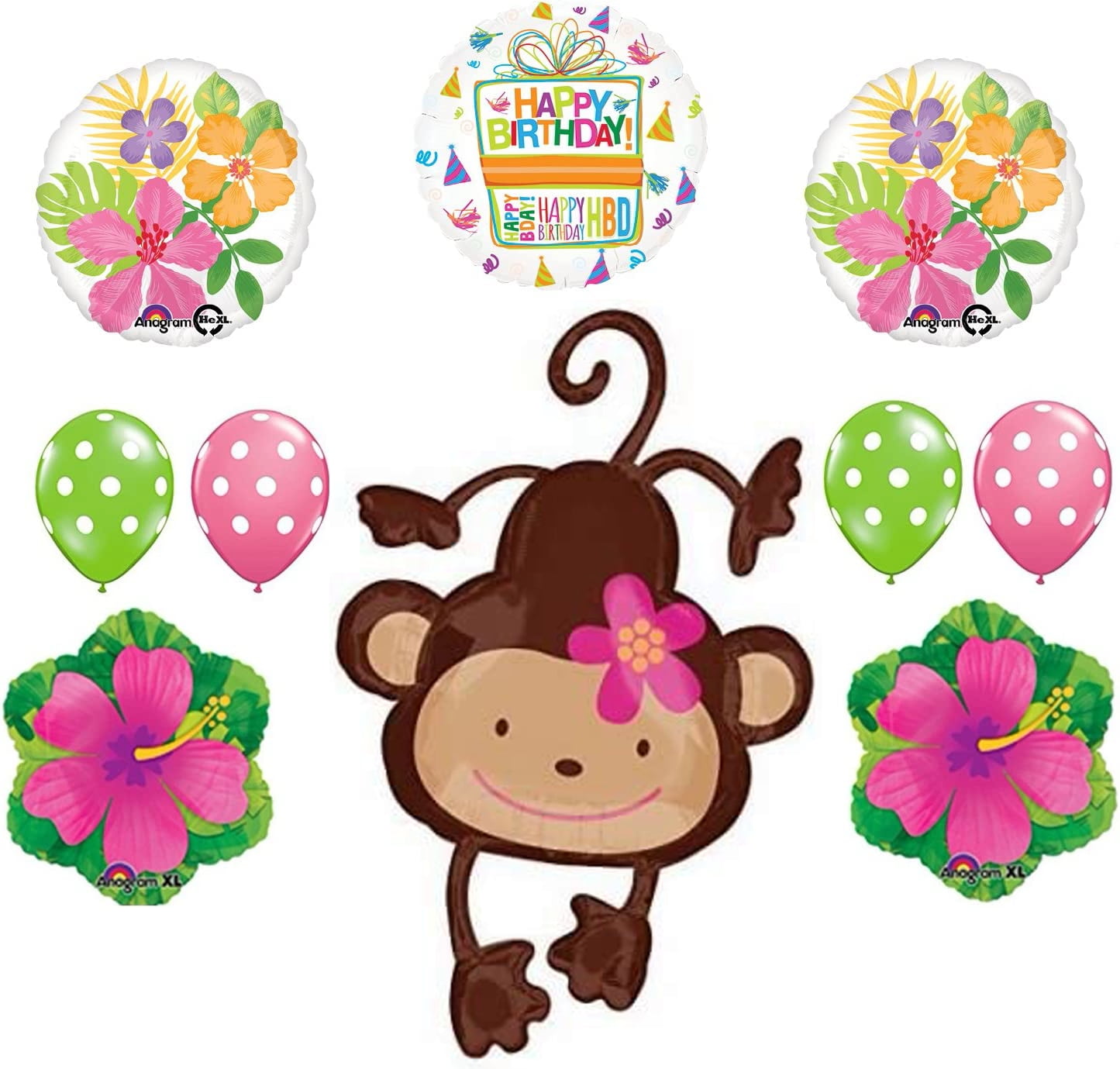 Mod Monkey Party Supplies Birthday Girl Monkey Love Hibiscus and Polka ...