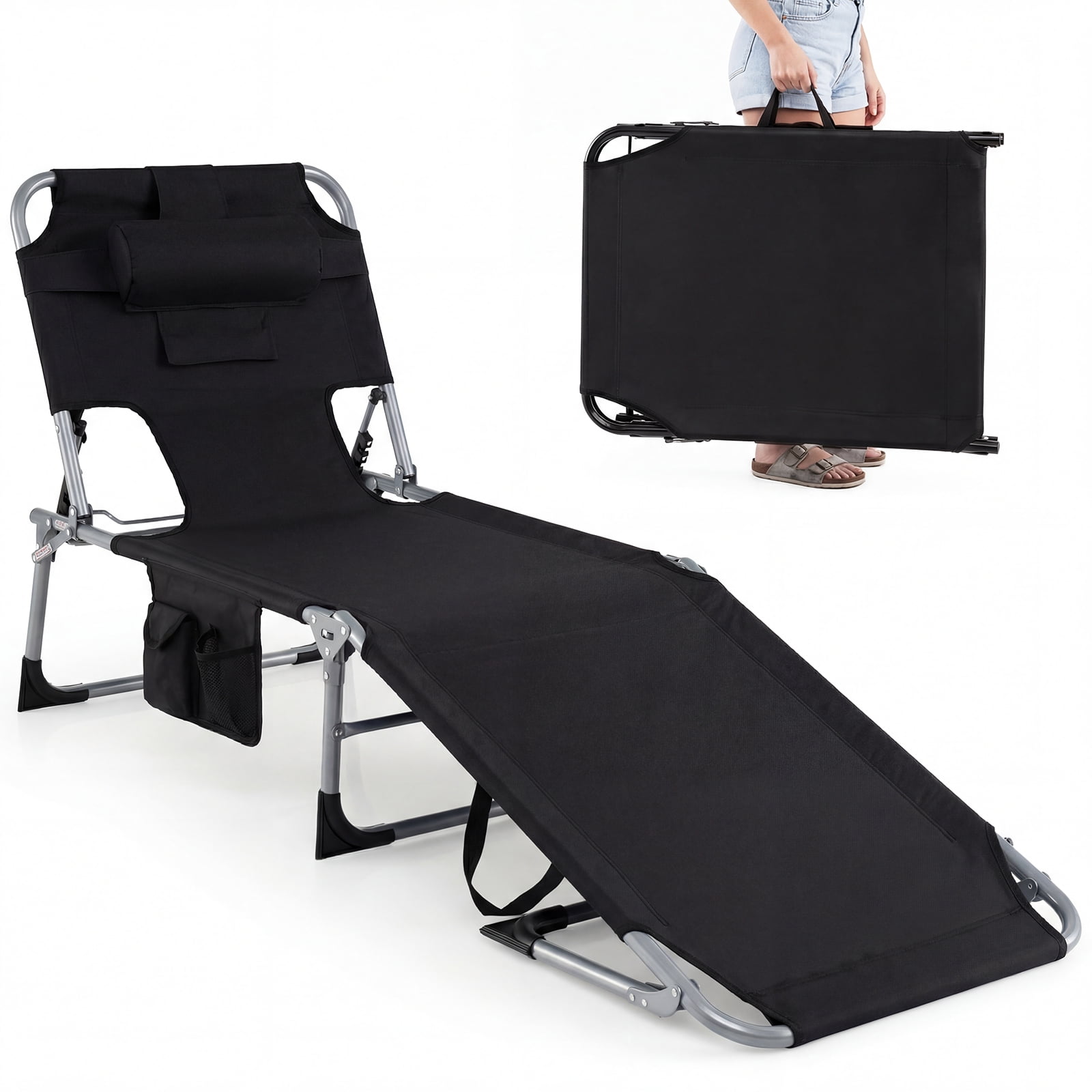 Click here for Gymax Portable Beach Chaise Lounge Chair - Set Of... prices