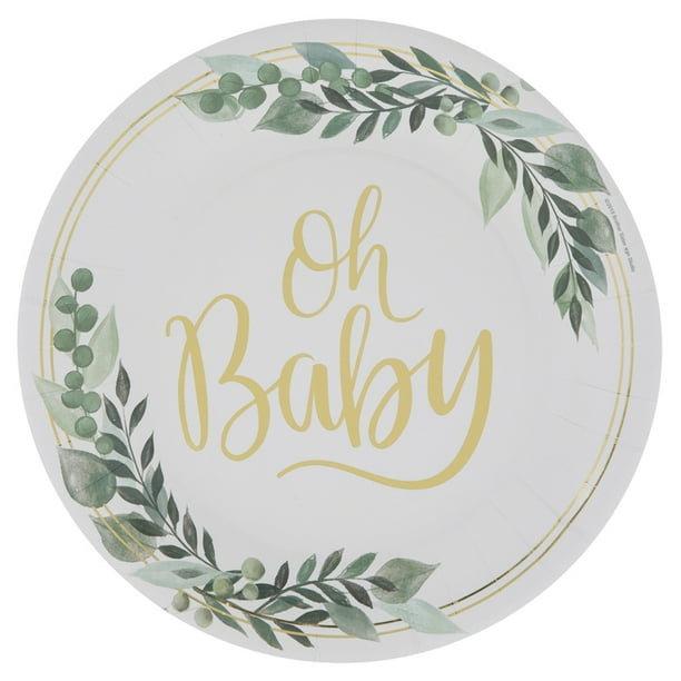 Oh Baby Paper Plates - Large 10.5" Baby Shower Party Supplies Table ...