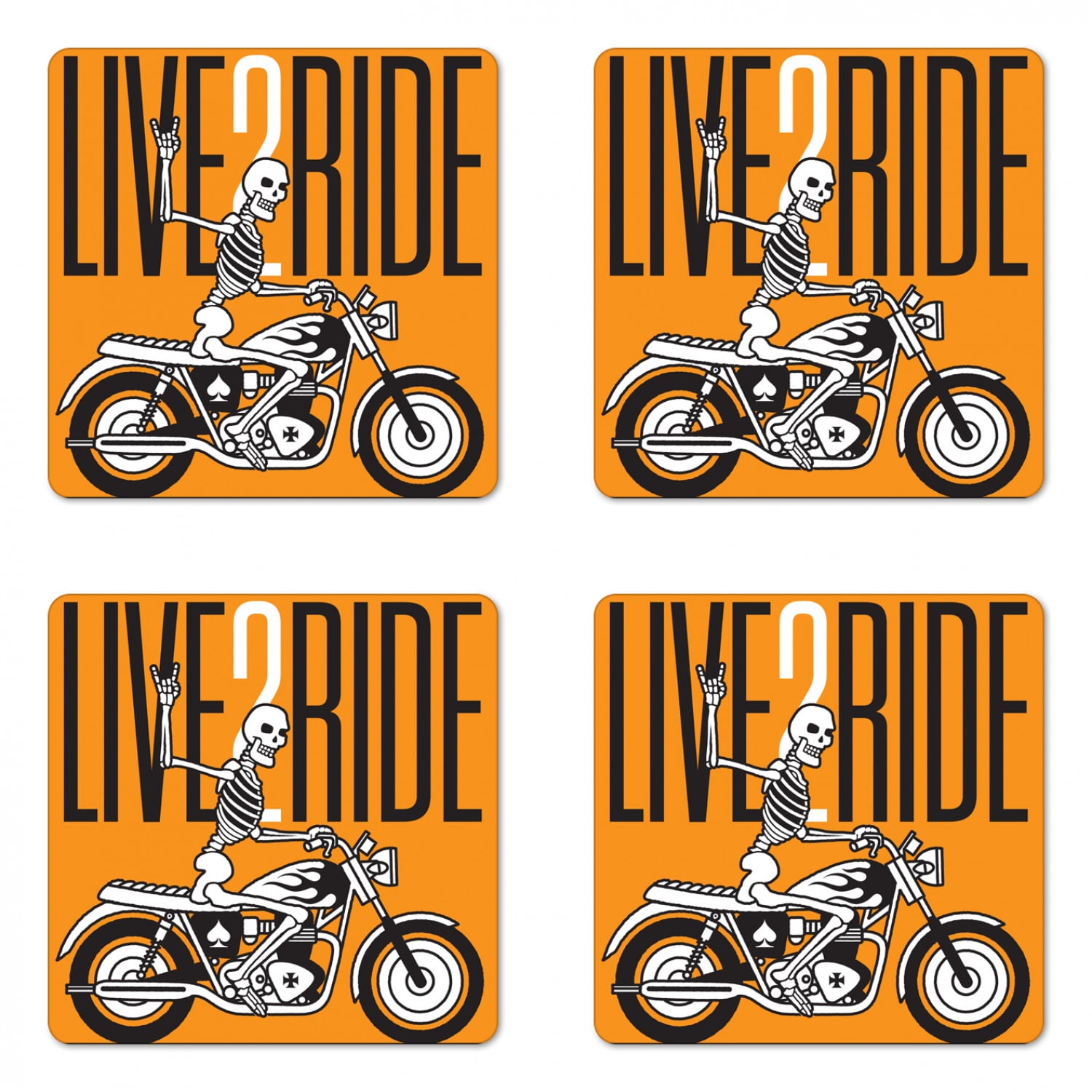 Motorcycle Coaster Set of 4, Live 2 Ride Calligraphy and a Human ...