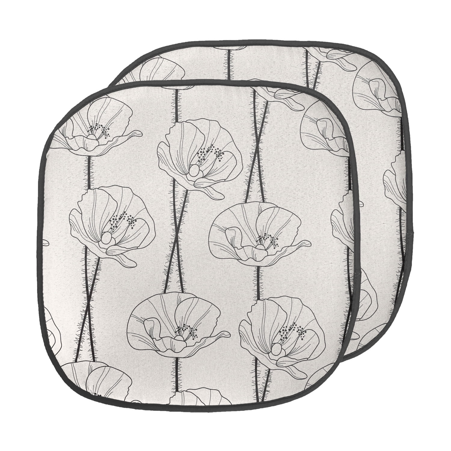 Poppy Flower Chair Seating Cushion Set of 2, Repeating Vintage Pattern ...