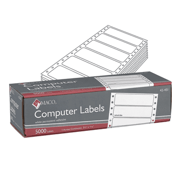 Maco, MAC42461, High Speed Data Processing Labels, 5000 / Box, White ...