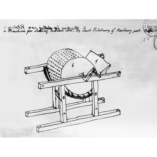 Shelling Machine. /Ndrawing By Thomas Jefferson Of The Corn Shelling ...