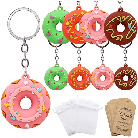 Donut Time Party Favors Donut Keychains 12 Pack With Thank You Kraft ...