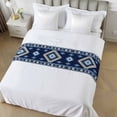 Bed Runner Blue Tribal Geometric Bedding Scarves Soft Decorative Bed ...