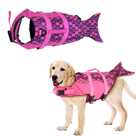Dog Life Jacket Mermaid, Ripstop Dog Life Vests with Rescue Handle, Pet ...