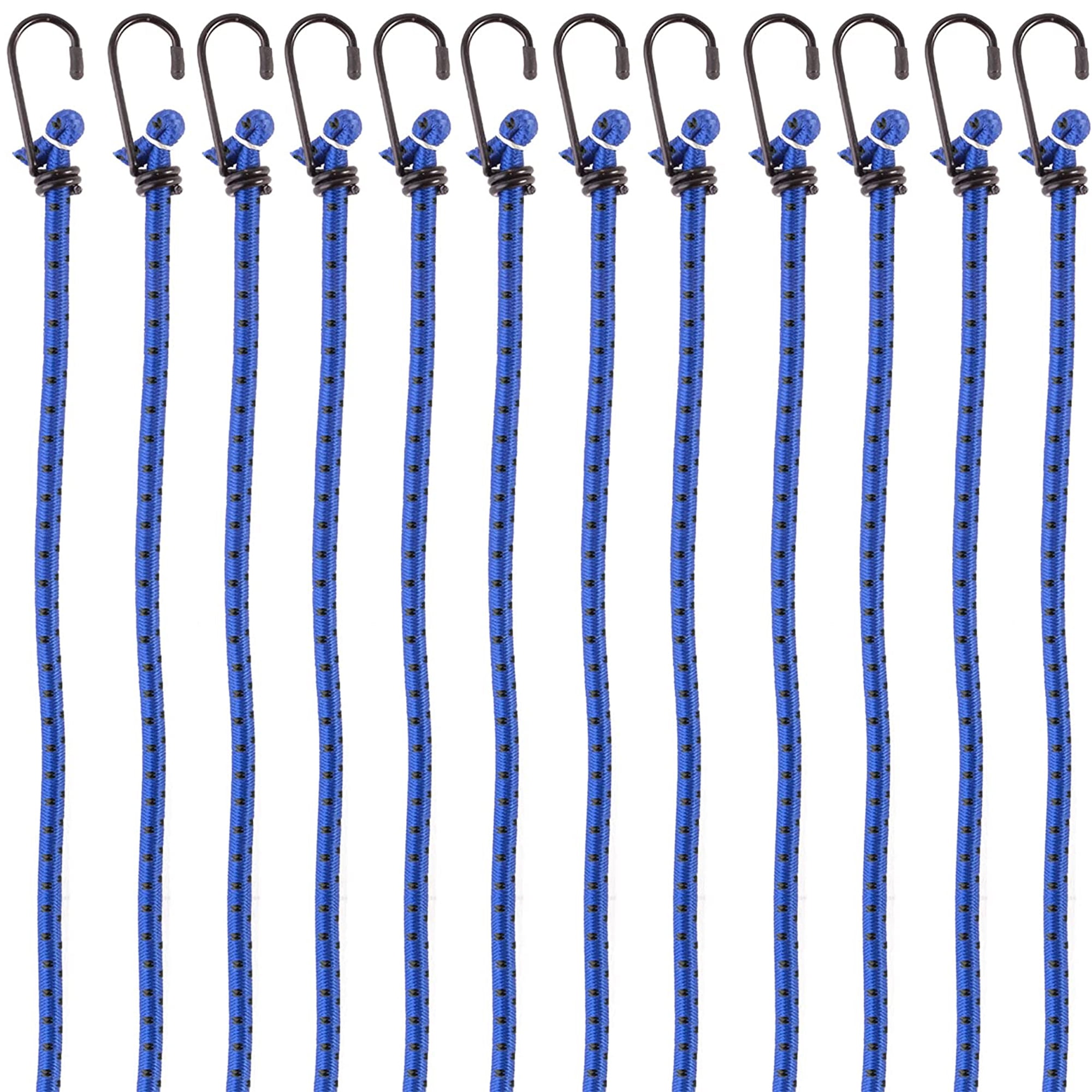 PRETEX Heavy Duty Bungee Cords Elastic Rope Straps with Hooks, Blue 12 ...