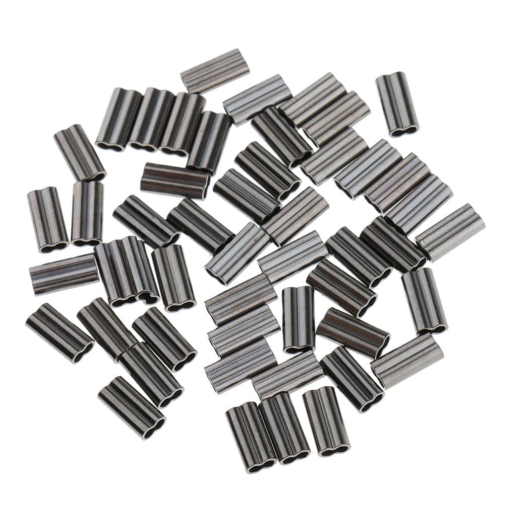 50pcs/set Double Barrel Sleeves, Copper, Fishing Line Leader Trace ...