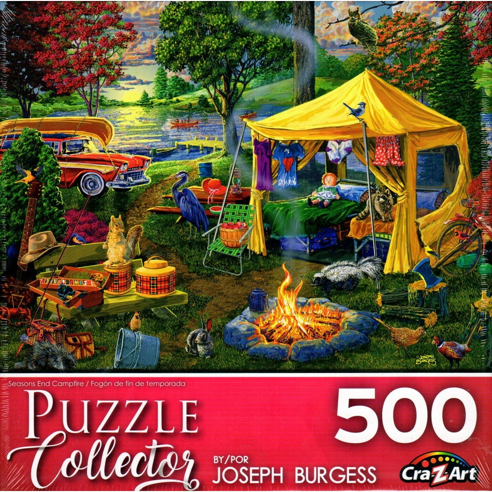 Puzzle Collector 500 Piece Puzzle - Seasons End Campfire - Walmart.com ...