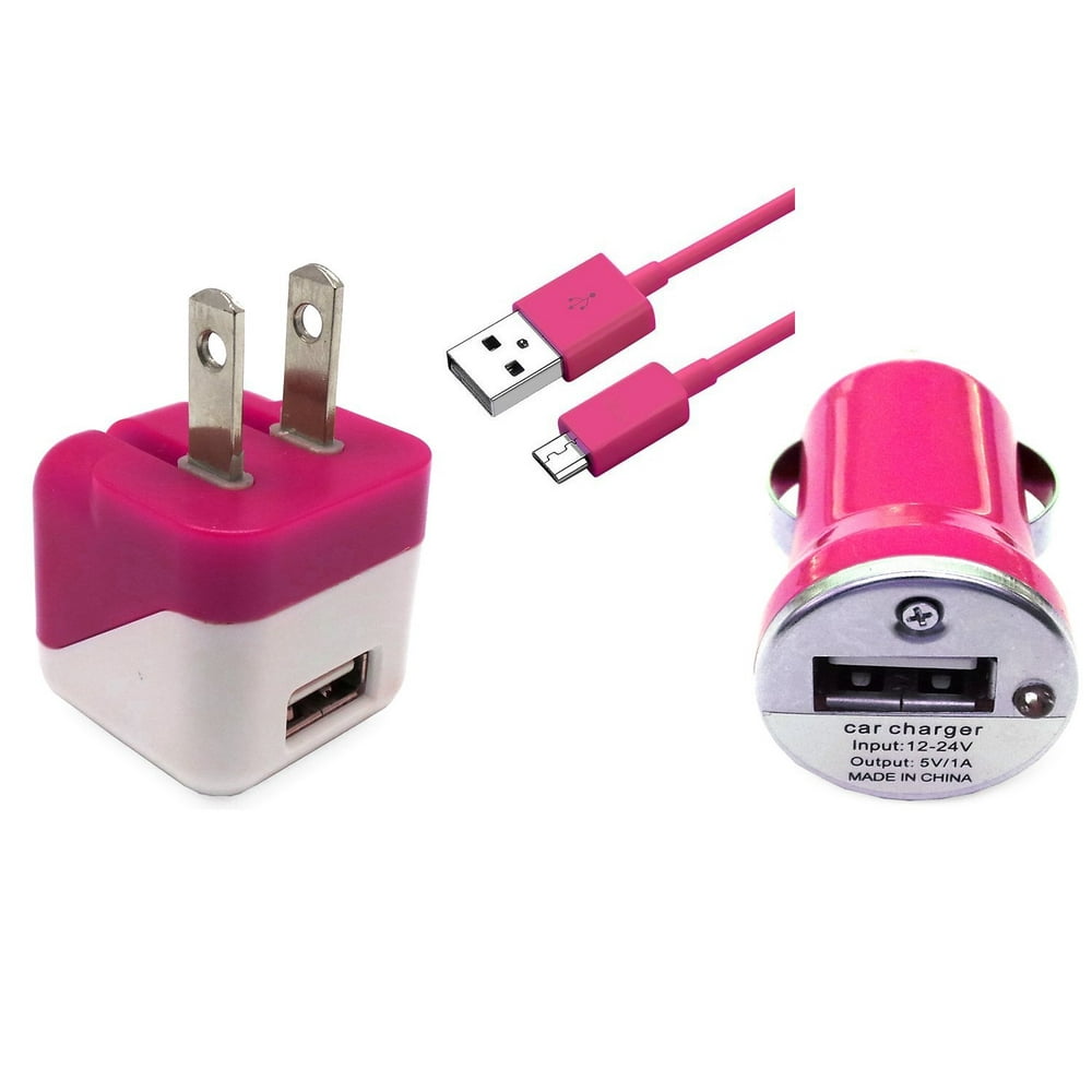 Mini USB Car, Wall, Cable Adapter Charger Combo - Pink - Walmart.com ...