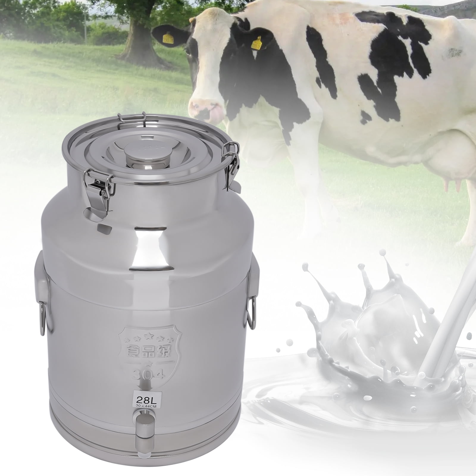 28L/7.4 Gallon Stainless Steel Milk Can, Heavy Duty Milk bucket Wine ...