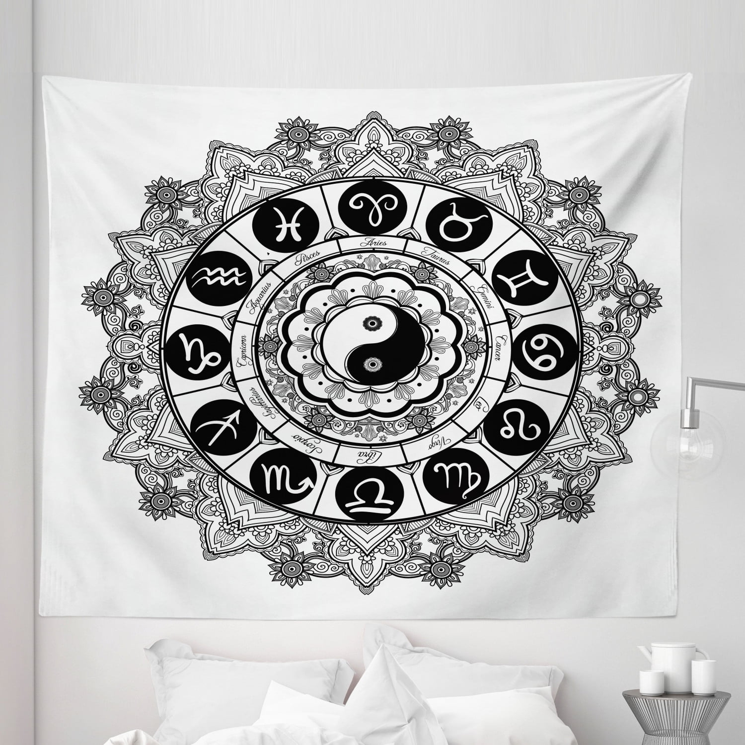 Peace Tapestry, Round Zodiac Theme Design in Centre Astrology Signs ...