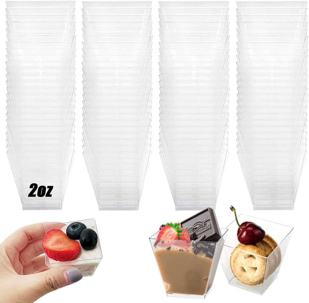 NOGIS 50 Pack 2oz/60ml Plastic Square Dessert Cups,Mini Clear Appetizer ...