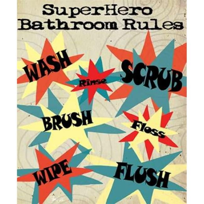 Sagebrush Fine Art PDXWC1326SMALL Superhero Bathroom Rules Poster Print ...
