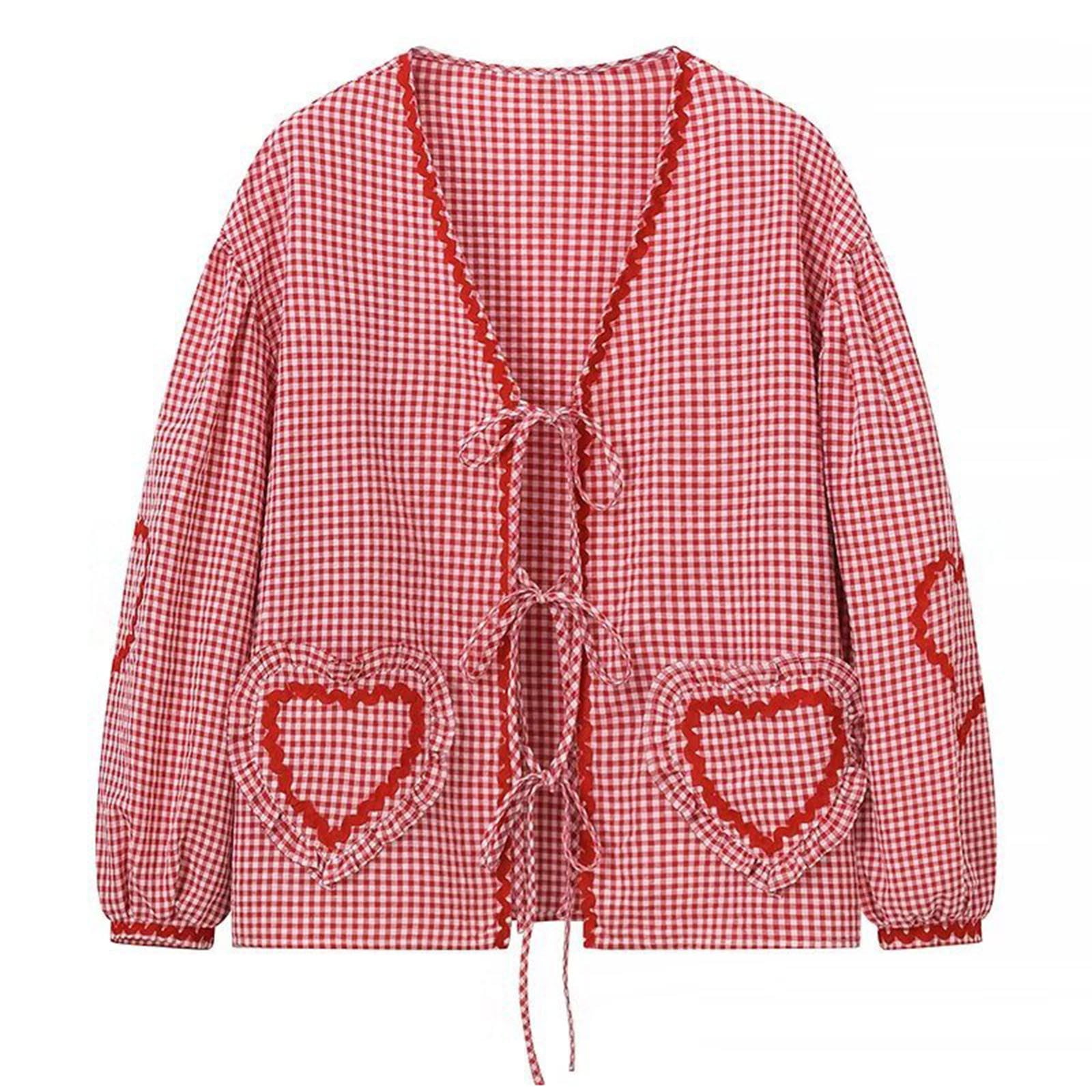 Click here for Qipopiq Tie Front Tops For Women Gingham Babydoll... prices