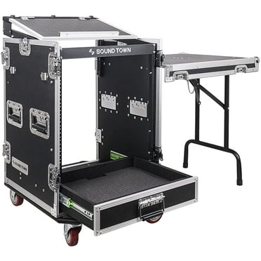 Sound Town 12U PA DJ Pro Audio Rack/Road ATA Case with 11U Slant Mixer ...