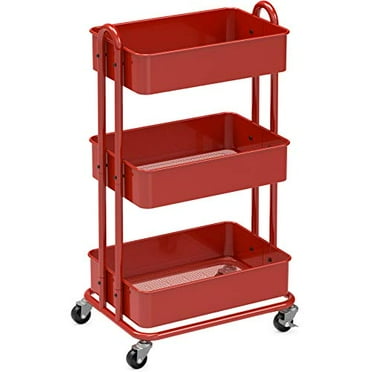 3 Tier Foldable Rolling Utility Cart-Teal - Walmart.com