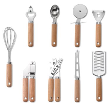 Oster Everwood Kitchen Nylon Tools Set with Wood Inspired Handles, Set ...