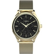 Women's Core 36mm Gold-Tone Watch, Black Leather Strap - Walmart.com