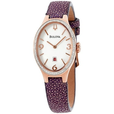 Bulova Mother of Pearl Diamond Dial Stainless Steel Ladies Watch 96P144 ...