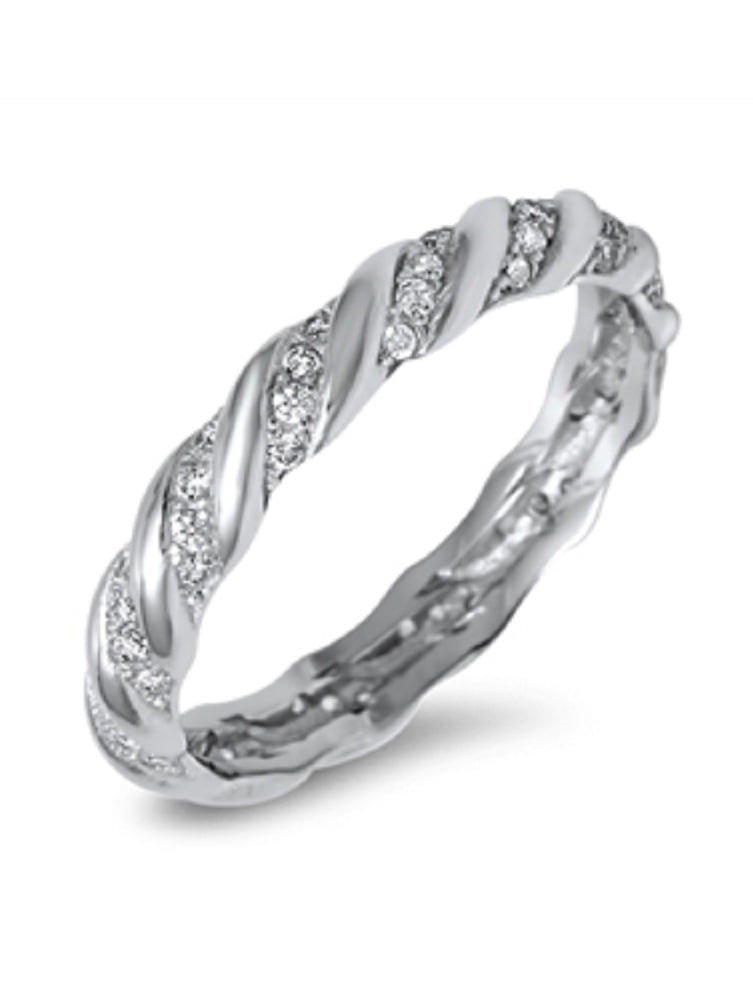 Eternity Swirl Cubic Zirconia Designer Ring Sterling Silver 925 ...