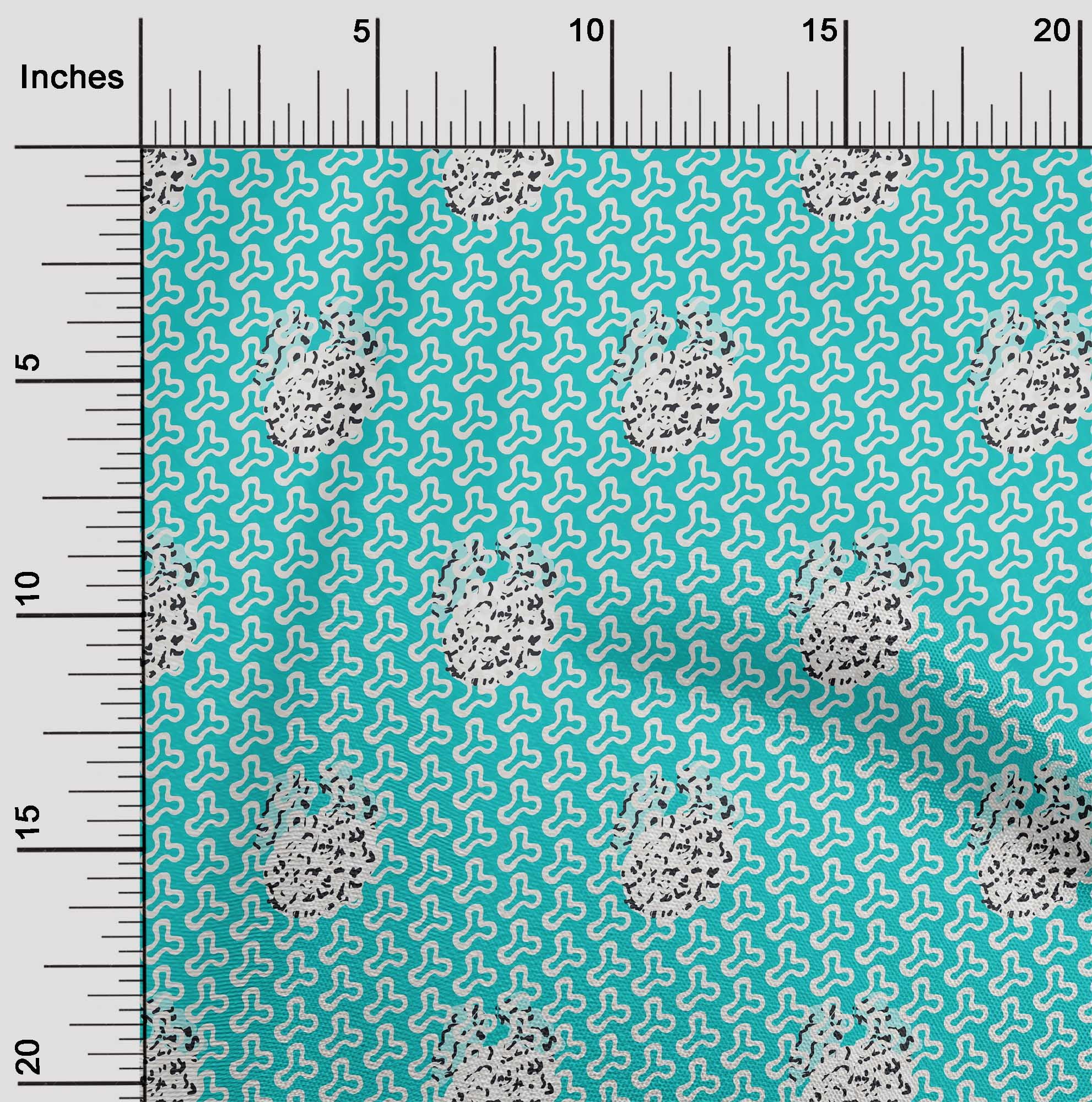 oneOone Silk Tabby Turquoise Blue Fabric Abstract Block Sewing Material ...