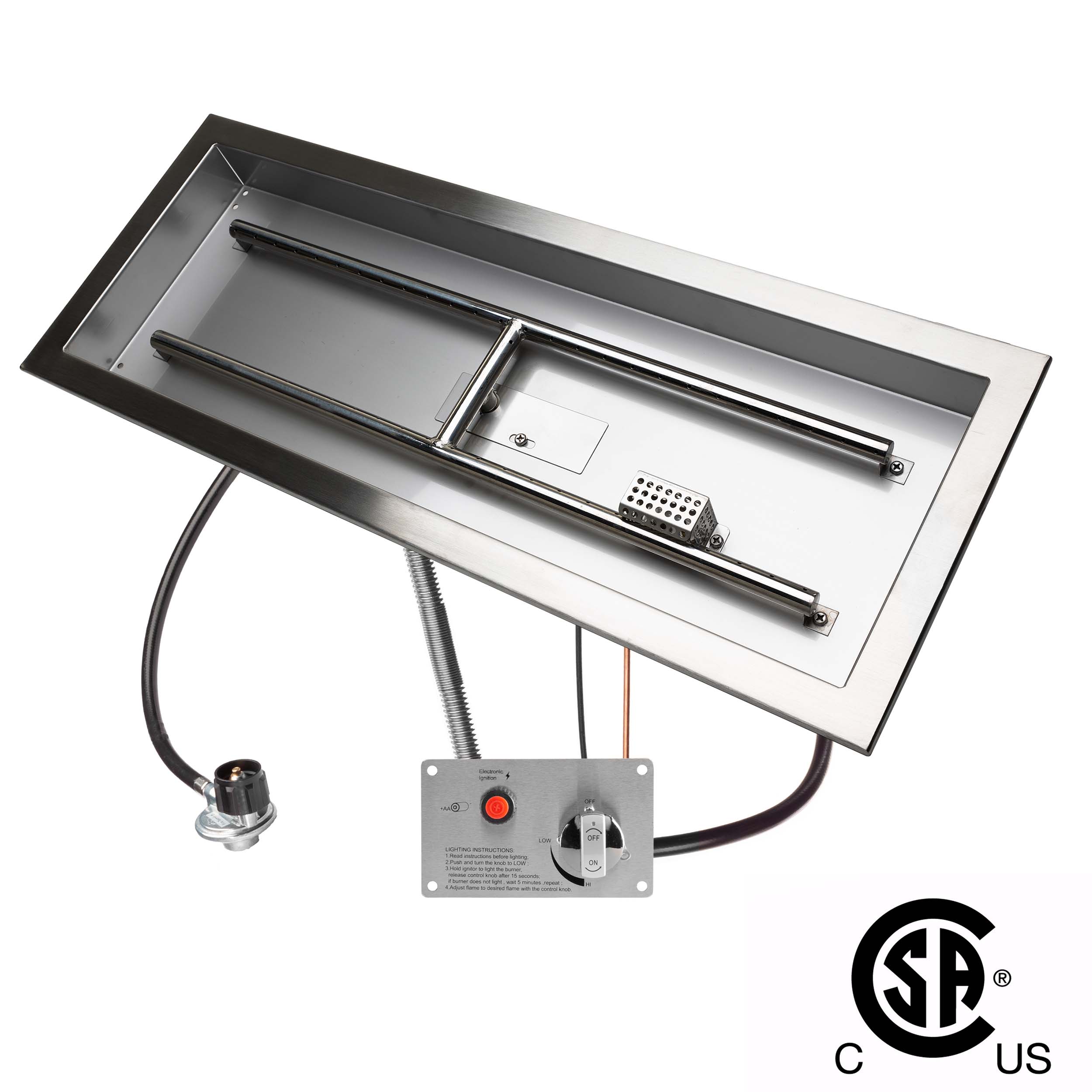 Celestial 30" x 10" CSA Certified Fire Pit Burner Kit, Stainless Steel ...