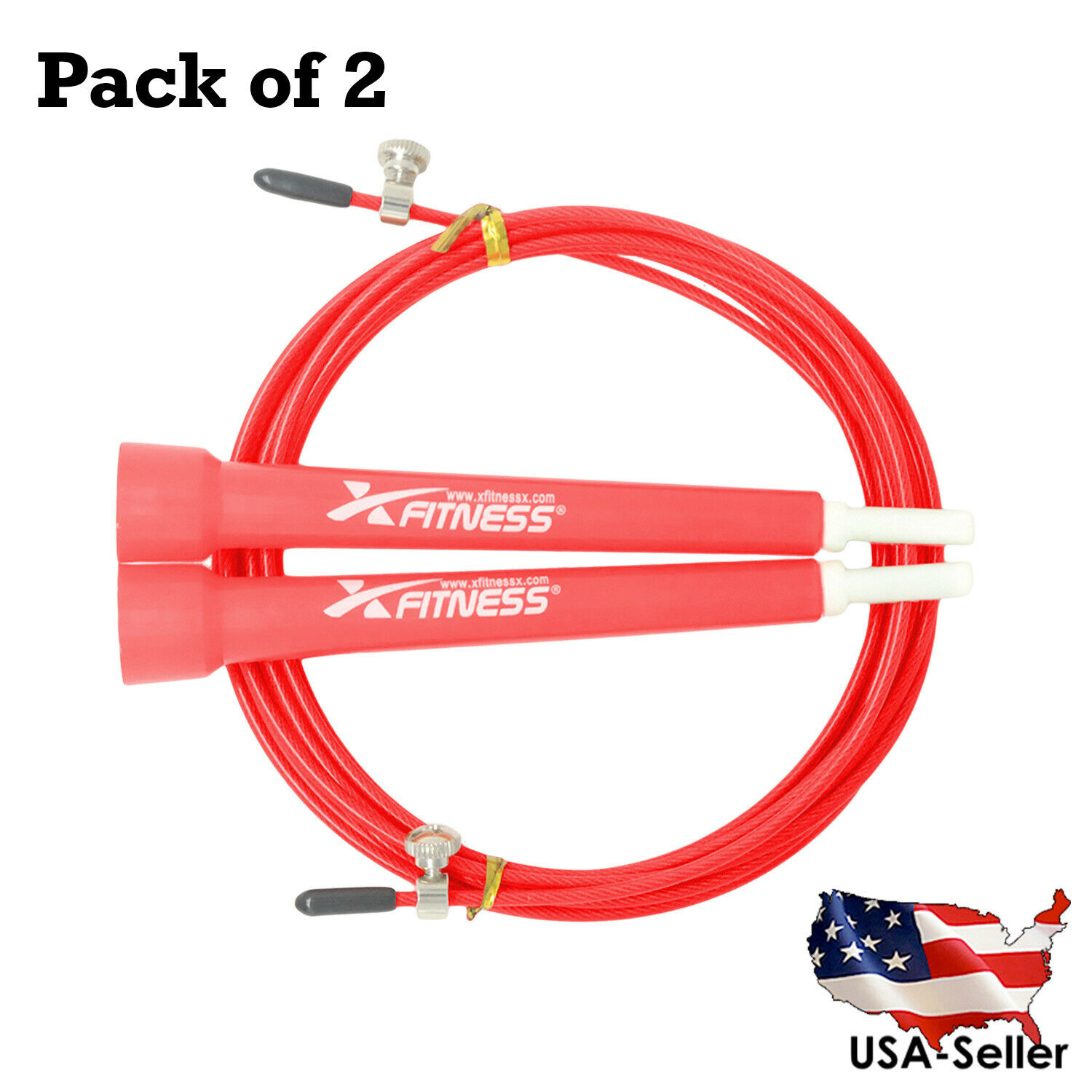 2 Pack Red Speed Wire Jumprope 10Ft. Fully Adjustable Thin Wire Jumpe ...