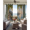 Coastal Scenic Blackout Curtains 2 Panels, Open Window Coastline Sea ...