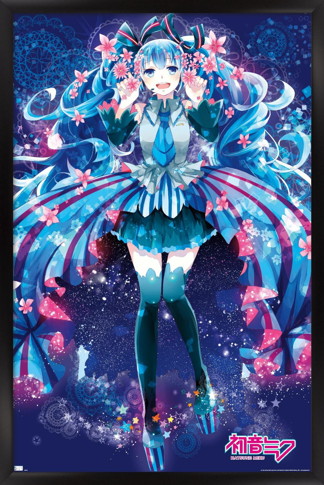 Hatsune Miku - Flowers Wall Poster, 22.375" x 34", Framed - Walmart.com