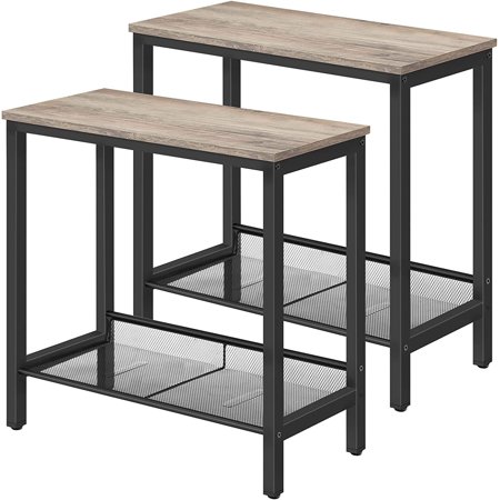 TOONM Side Tables, Set of 2 Narrow Nightstands, Industrial End Table ...
