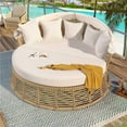 Outdoor Round Daybed, Rattan Frame with Retractable Canopy and ...