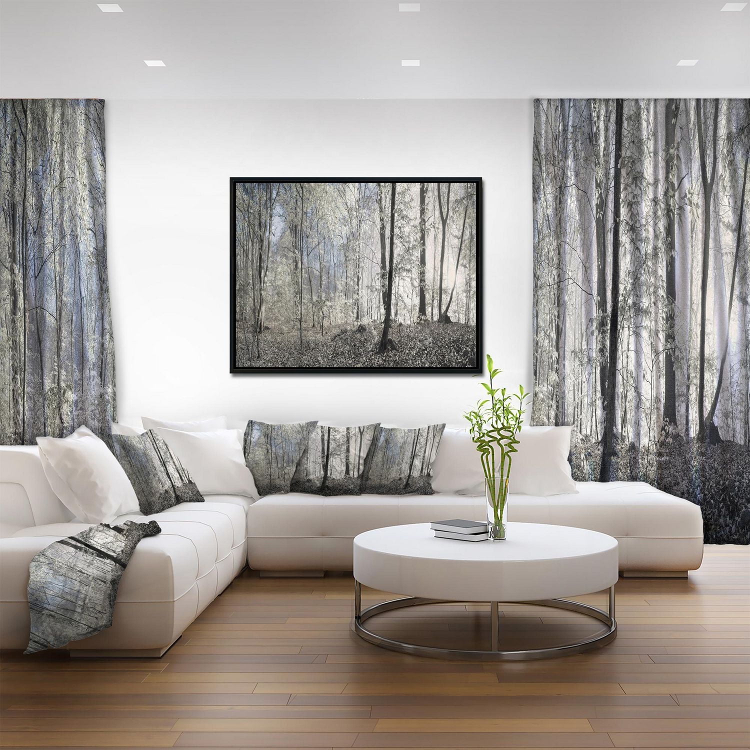 Click here for Designart Dark Morning In Forest Panorama Float Fr... prices