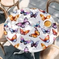 Colorful Butterfly Seamless Round Fitted Tablecloth with Elastic Edge ...
