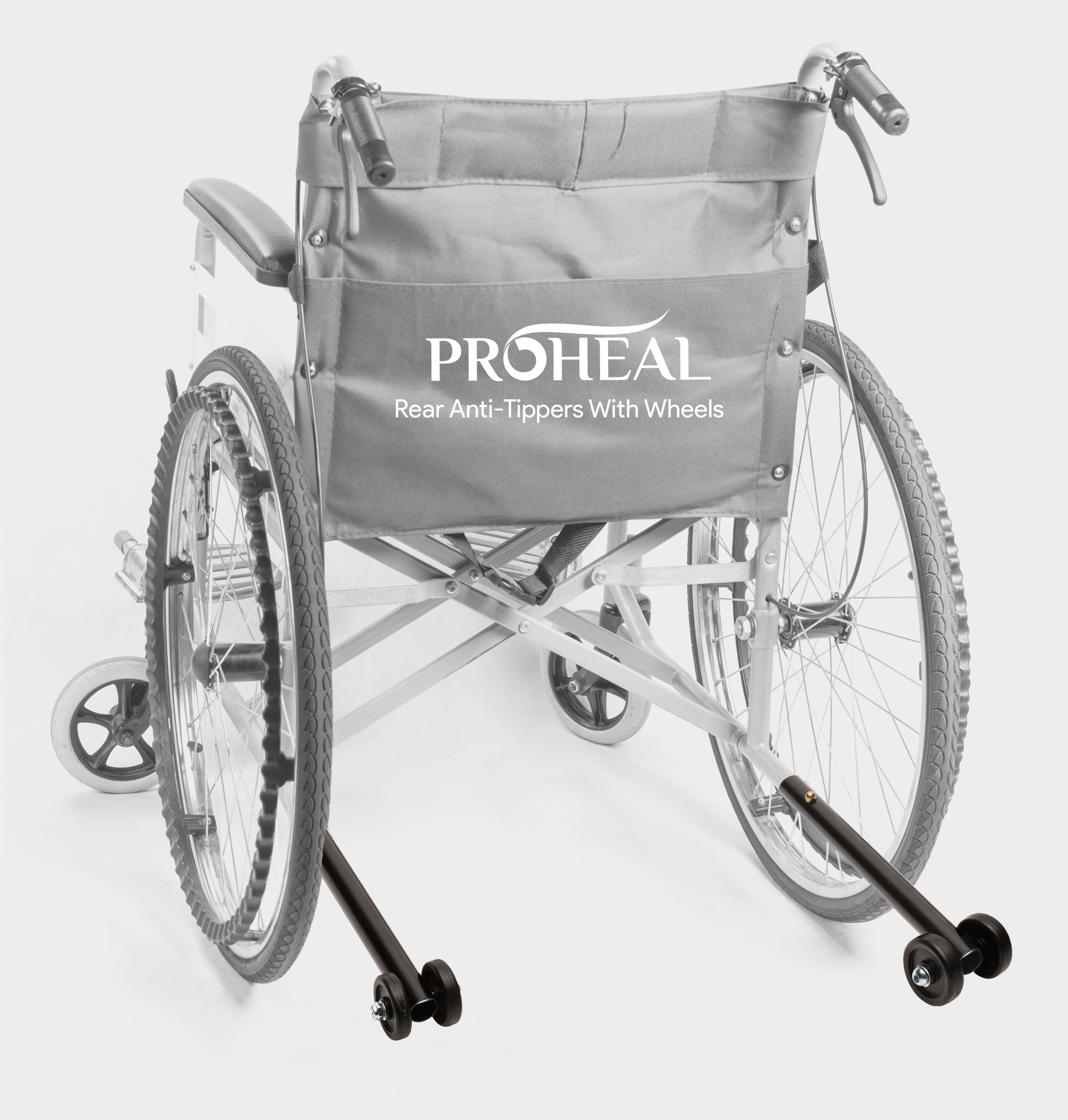 ProHeal Wheelchair Anti Tippers With Wheels - Straight Anti Roll Back ...