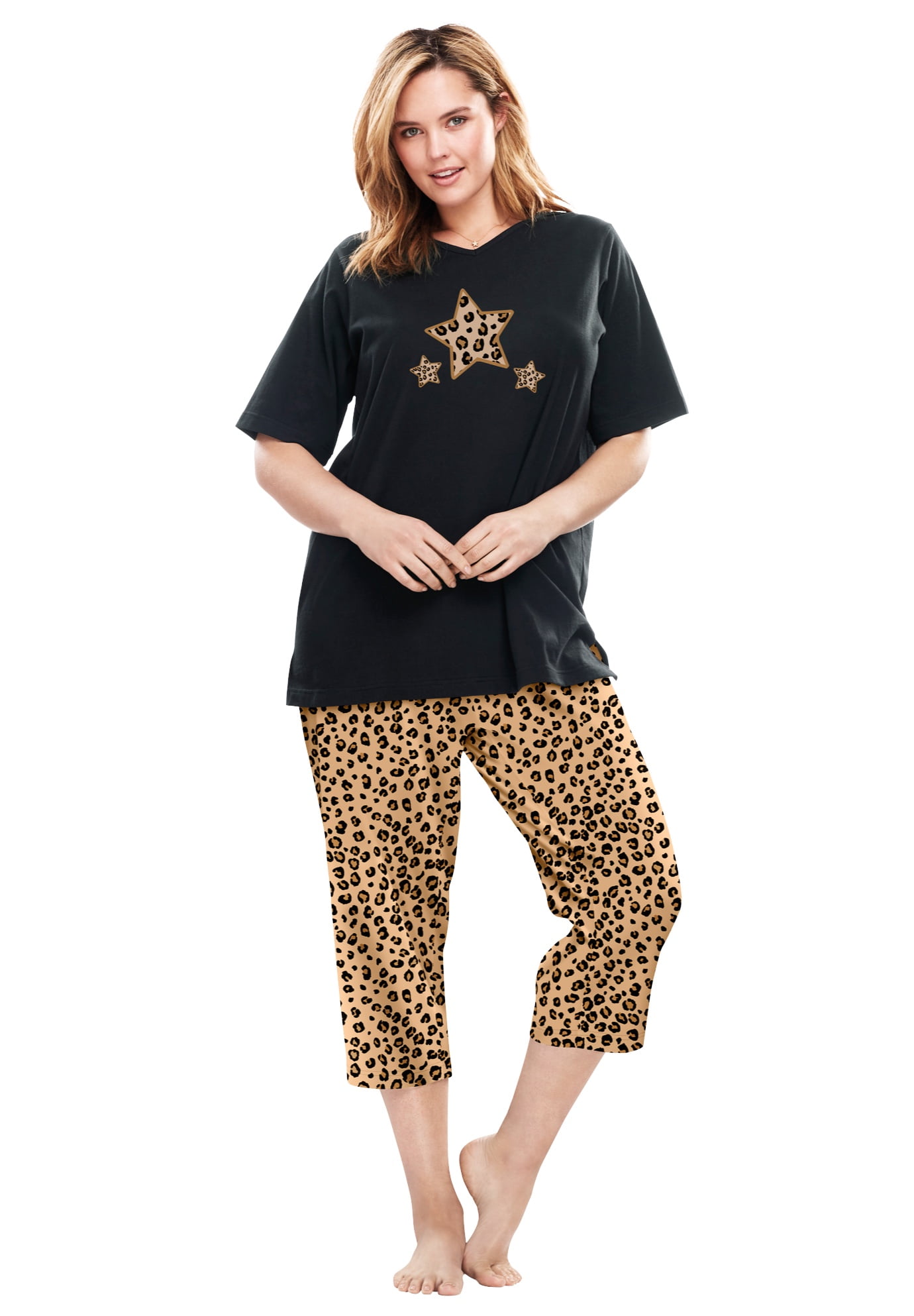 Dreams And Co Dreams And Co Womens Plus Size 2 Piece Capri Pj Set