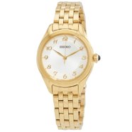 Seiko Classic Quartz White Dial Yellow Gold-tone Ladies Watch SUR412 ...