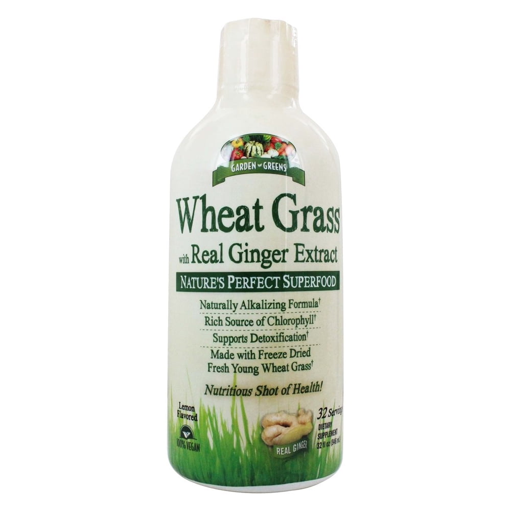 Garden Greens Wheat Grass Liquid with Real Ginger Extract, Nature's ...