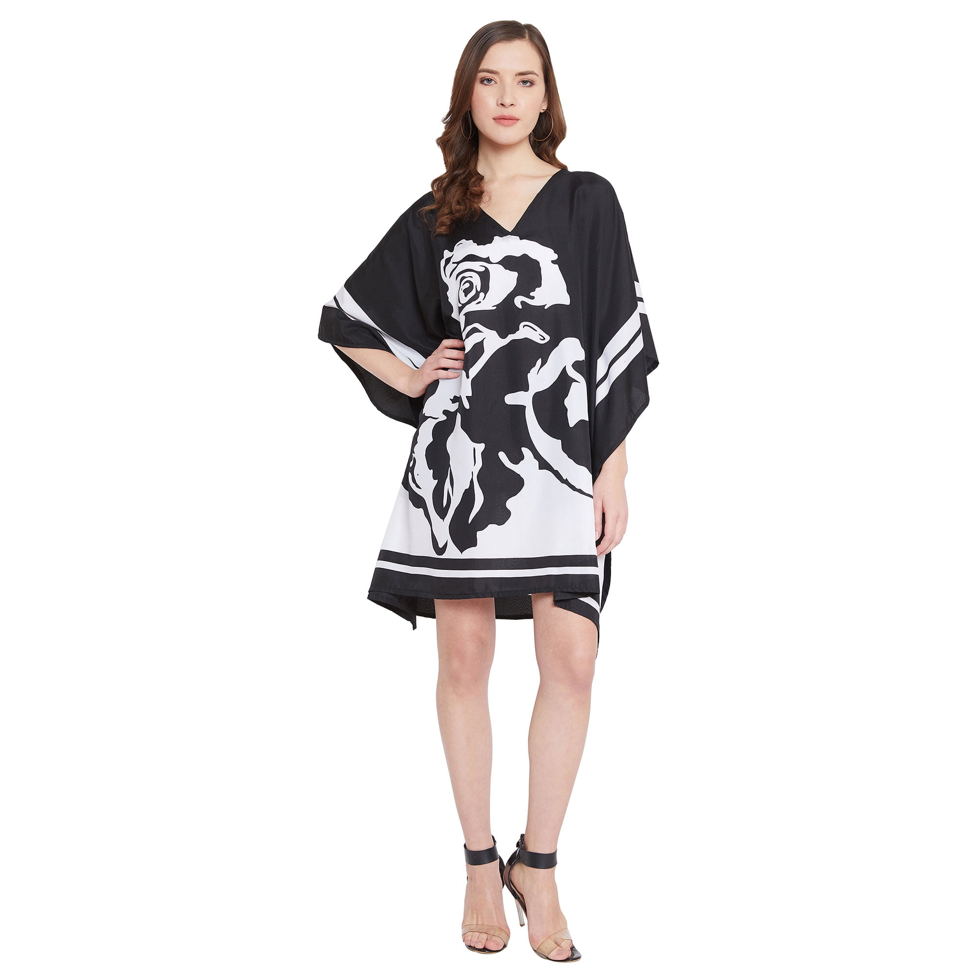 Oussum Women Plus Size Short Kaftan Tunic Kimono Dress Ladies Summer ...